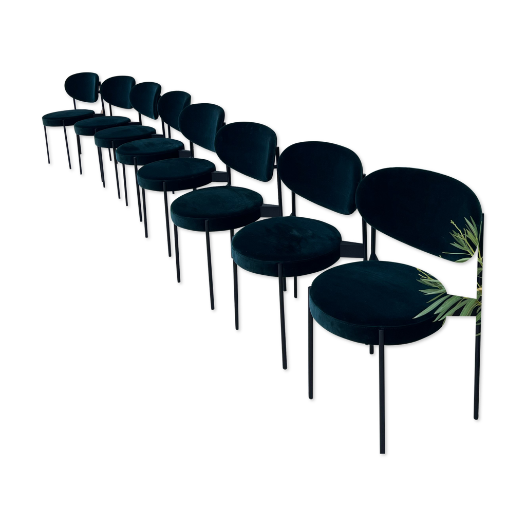 Verpan chair series 430, velvet harald 982 dark green, black frame ...
