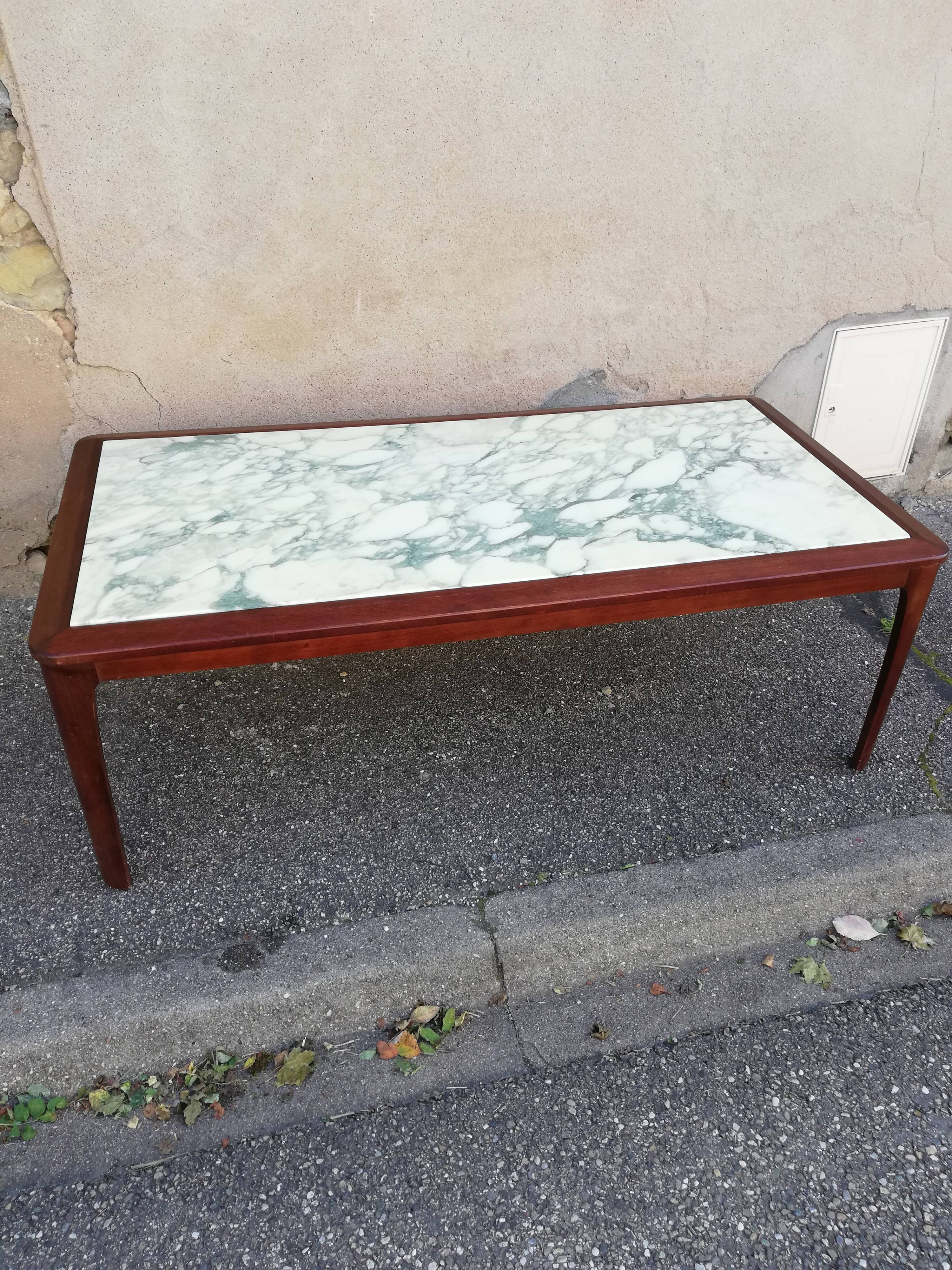 Table basse scandinave rectangulaire marbre vert | Selency