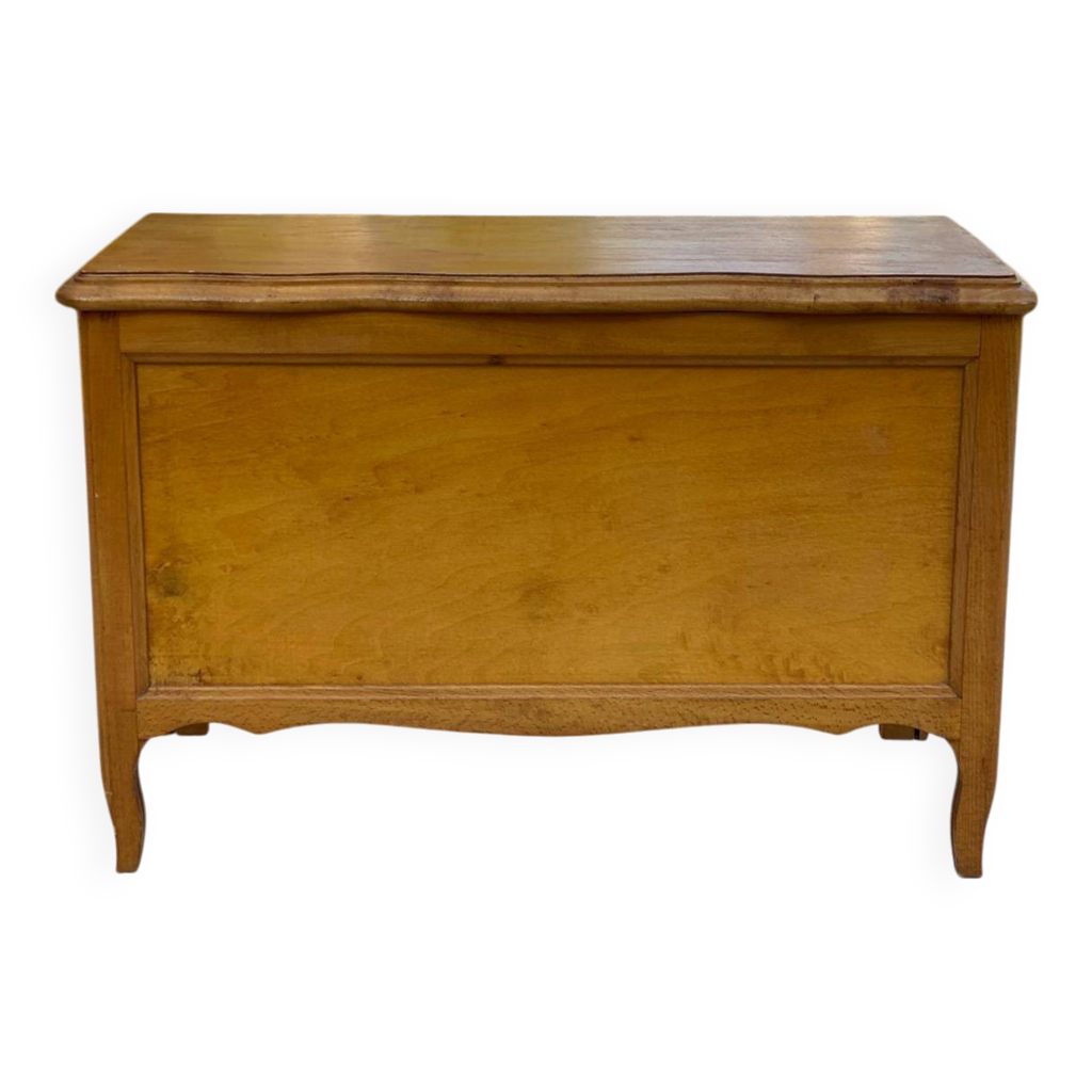 Banc coffre vintage bois massif chêne clair style Louis XV | Selency