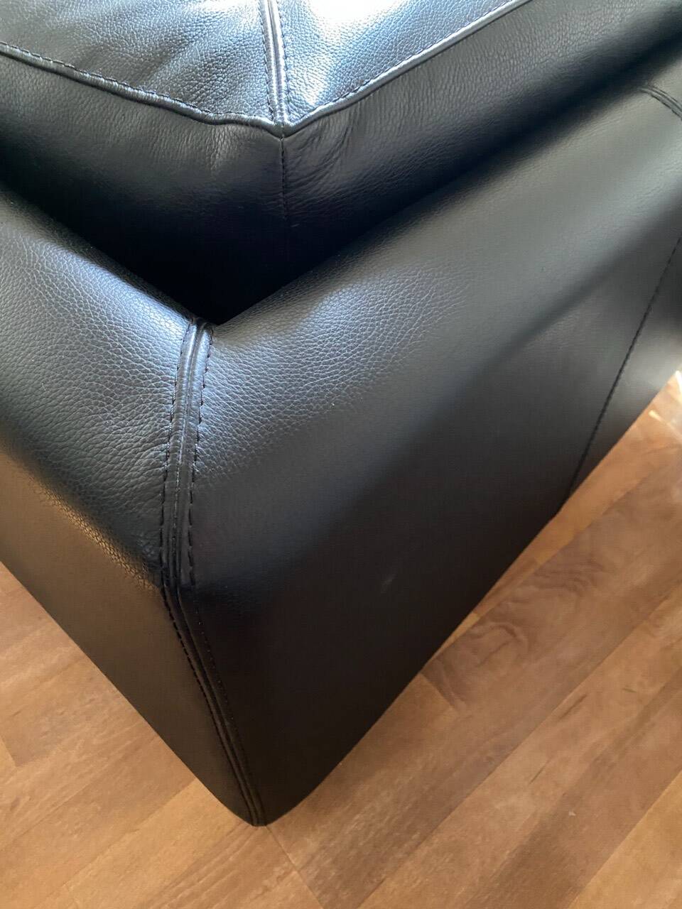 Roche Bobois leather sofa small angle Iceland chaise longue black | Selency