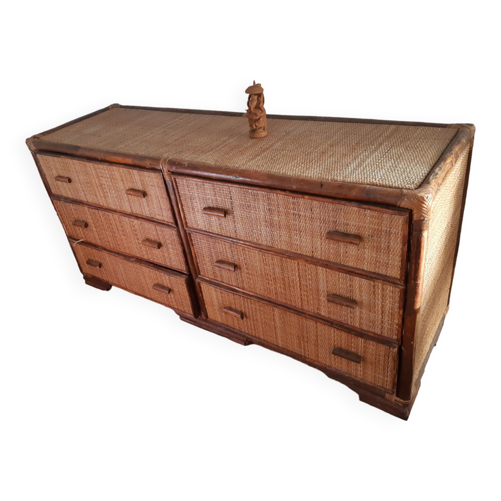 Double commode bois & rotin | Selency