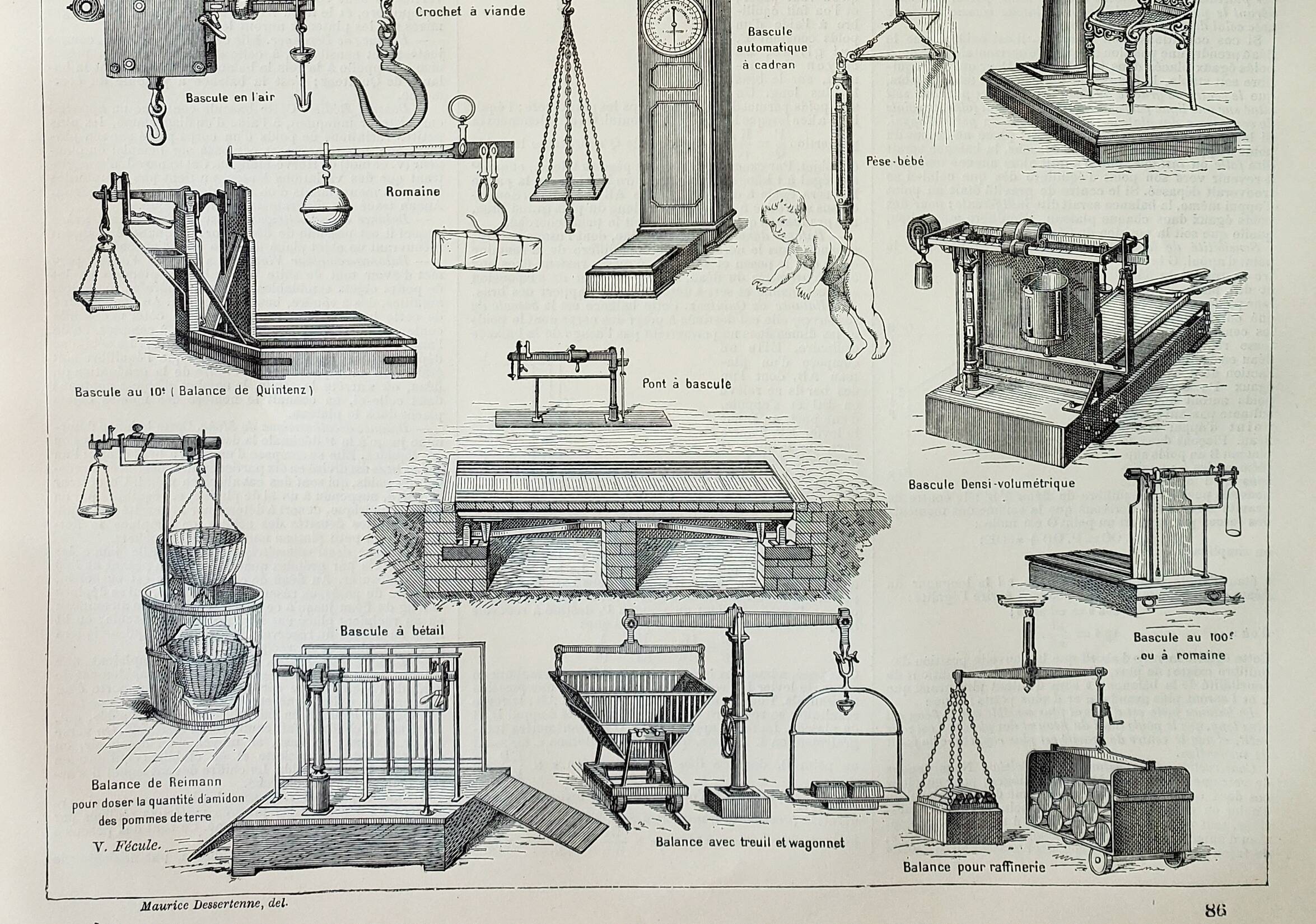 Gravure ancienne 1898, Balance ancienne, bascule • Lithographie ...