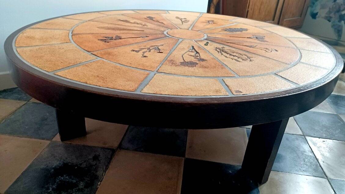 Table basse ovale l'herbier signée Capron Vallauris | Selency