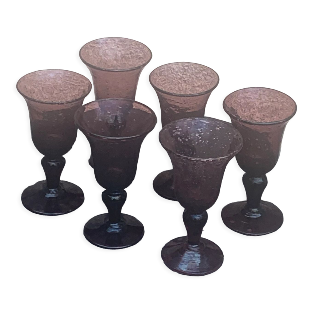 6 verres à vin de la verrerie de biot en verre soufflé artisanalement ...