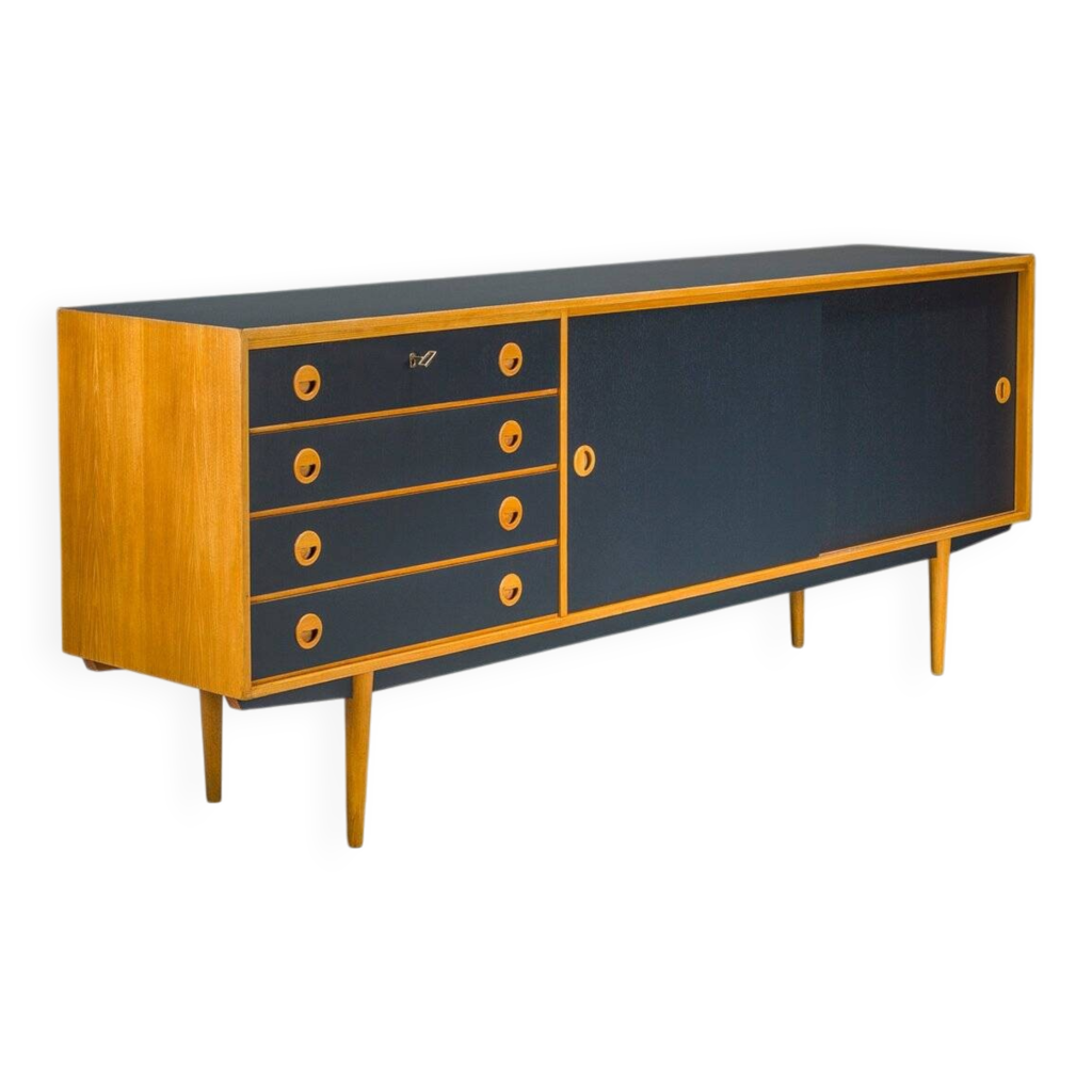 Buffet en pin de style moderne du milieu du siècle, de la marque Musterring International ...