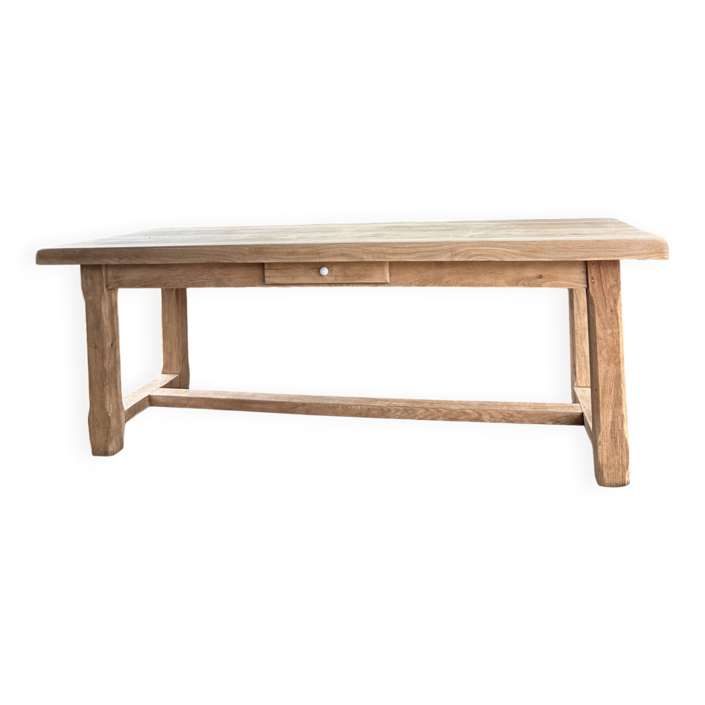 Table ferme rénové avec tiroir 290cm chêne massif | Selency