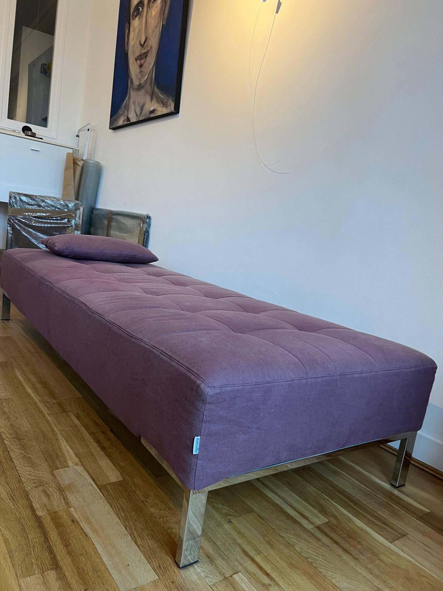 Méridienne Zanotta par Emaf Progetti, en lin et cotton violet | Selency