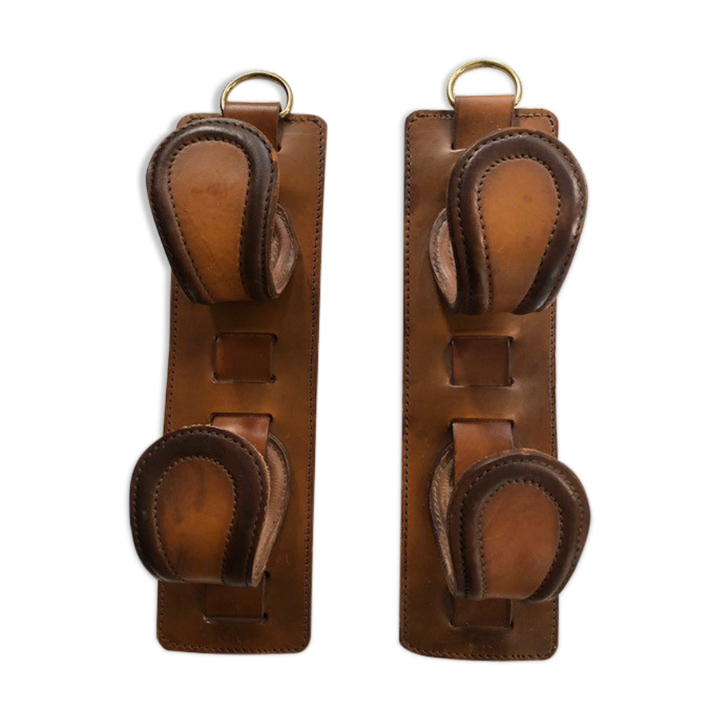 Paire de patères porte-fusils râtelier cuir | Selency