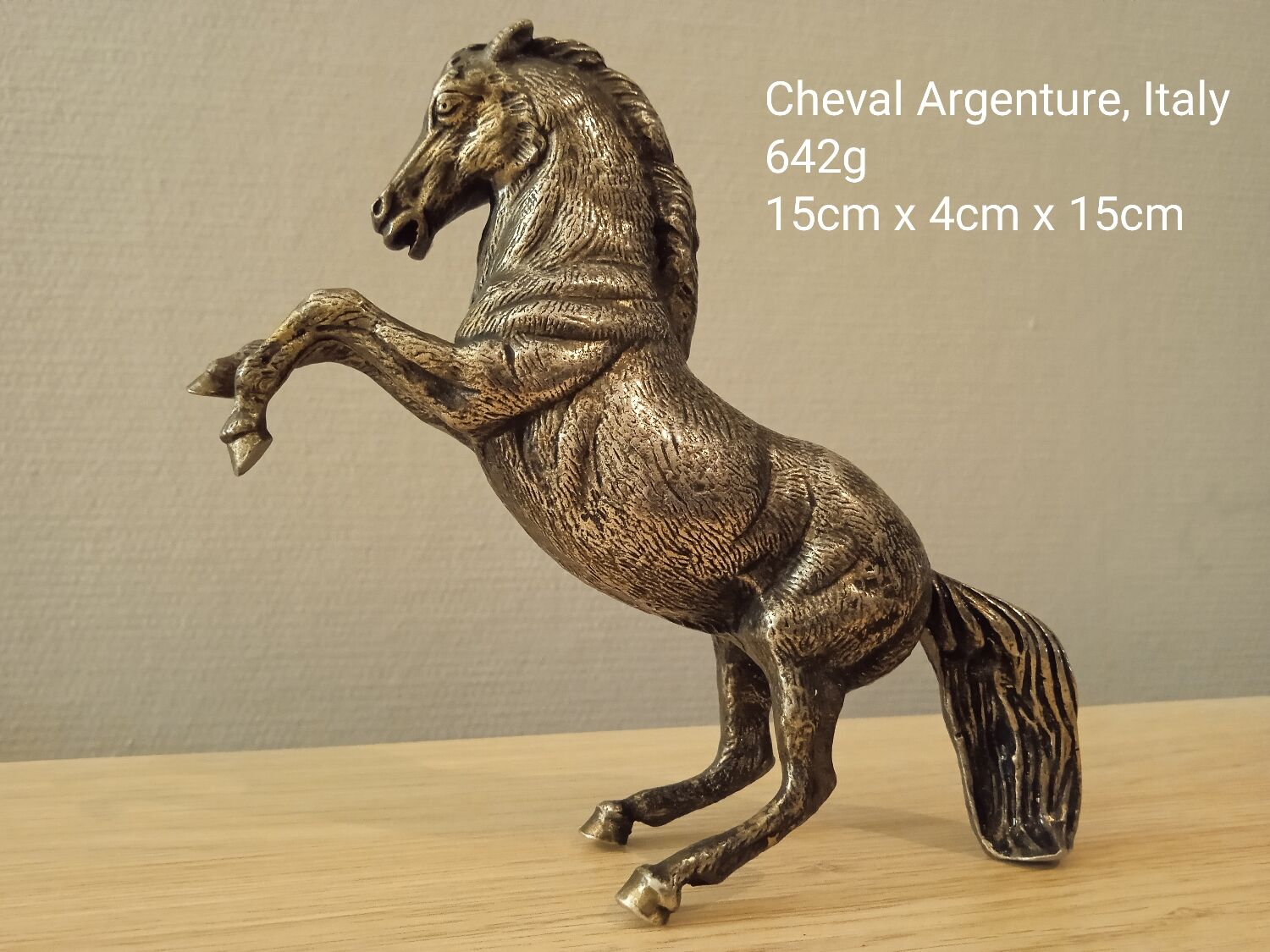 Cheval en métal argenté Italien | Selency