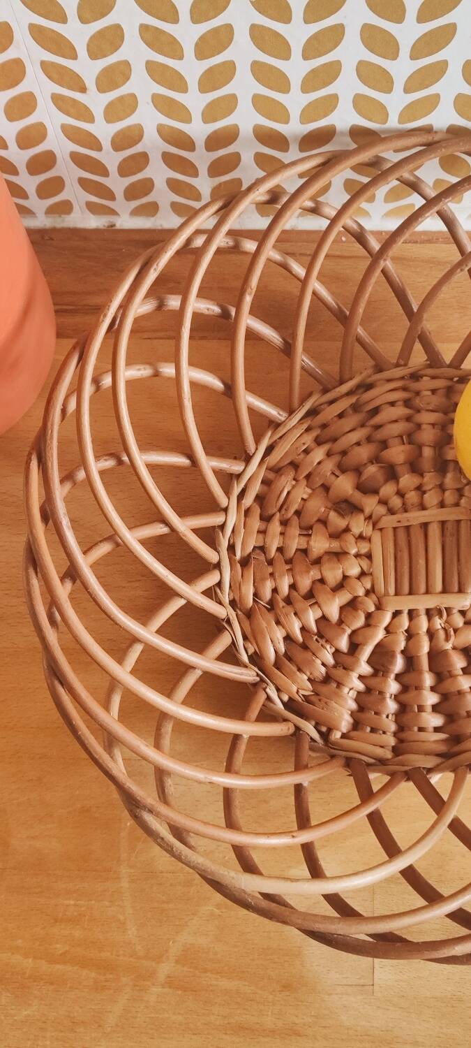 Panière ronde à fruits ou à pain en osier tressé vintage fabrication a ...