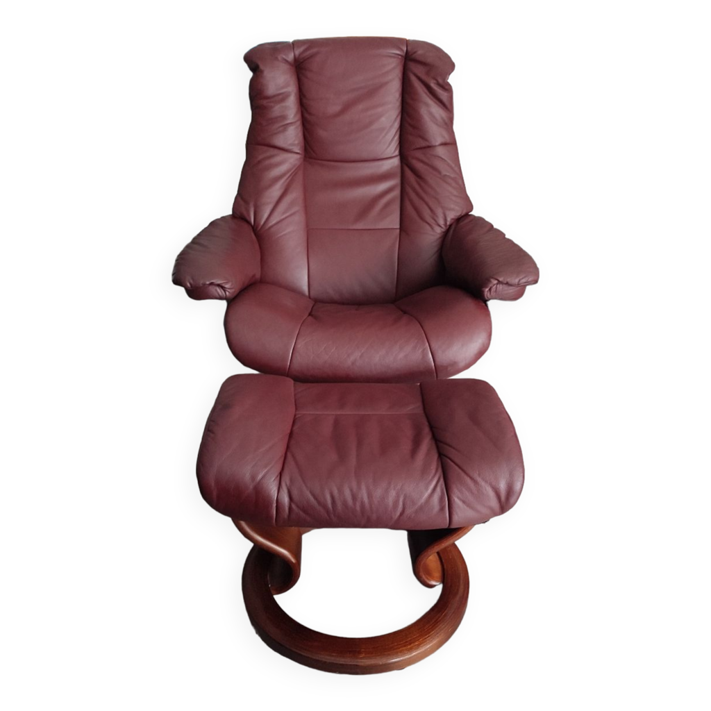 Fauteuil pouf relaxation cuir réglable stressless Ekornes | Selency