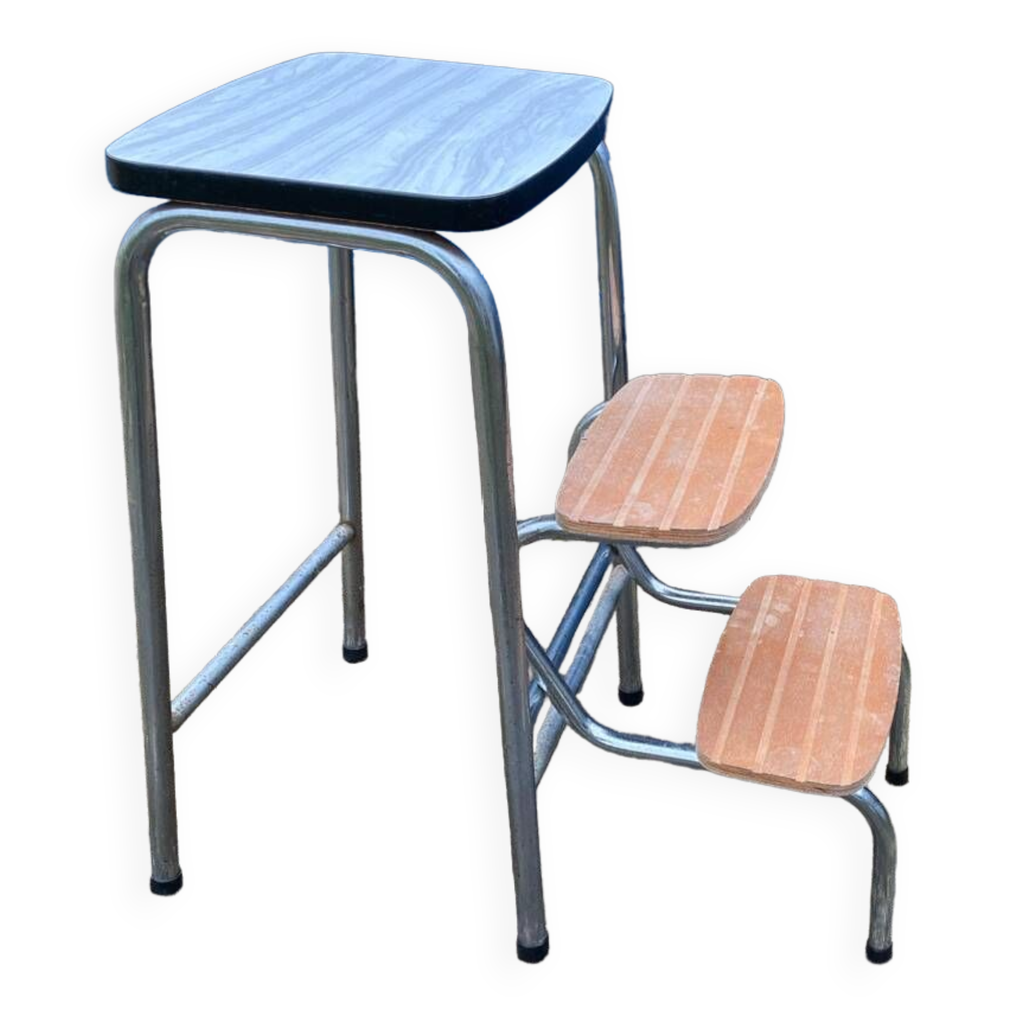 Tabouret escabeau pliant pliable formica blanc modulable années 70 ...