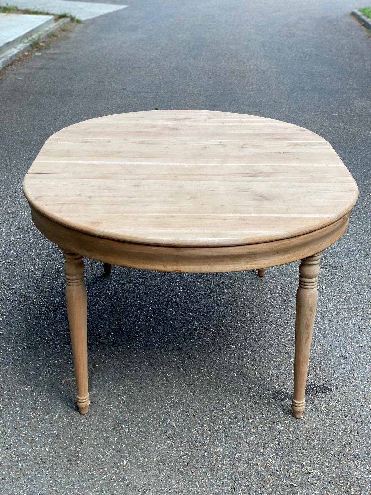 Table à manger art déco ronde ovale extensible rénovée en bois massif ...