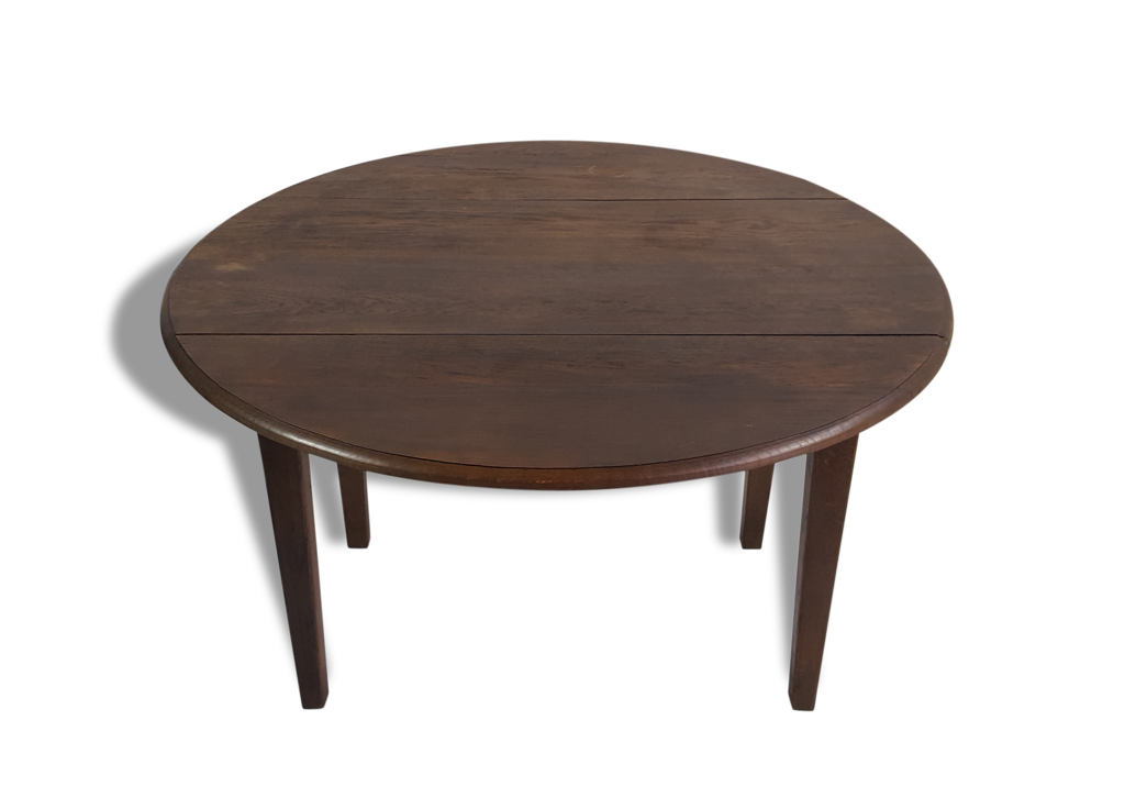 Table ronde vintage coté rabattable en chêne | Selency