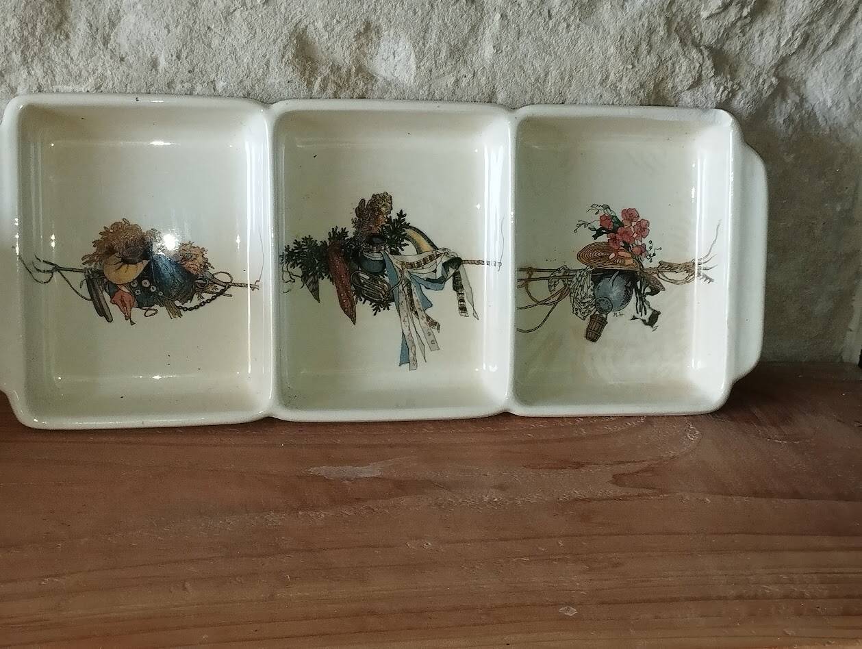 Plateau à 3 compartiments en faïence d’Obernai – Alsace | Selency