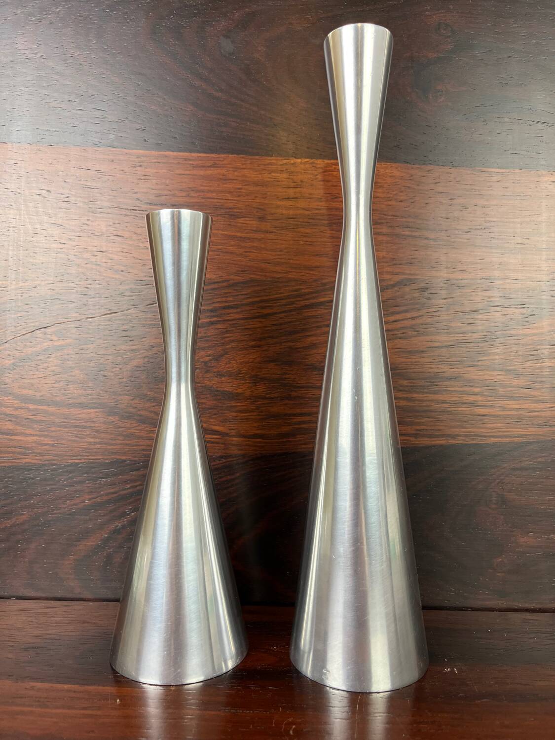 Suite de bougeoirs diabolo Ikea vintage aluminium | Selency