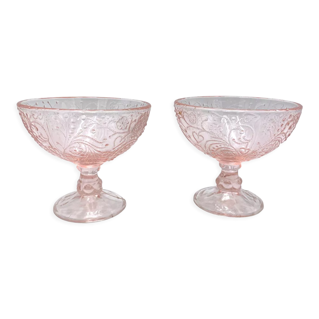 Deux coupes roses, Ząbkowice, années 1970 | Selency