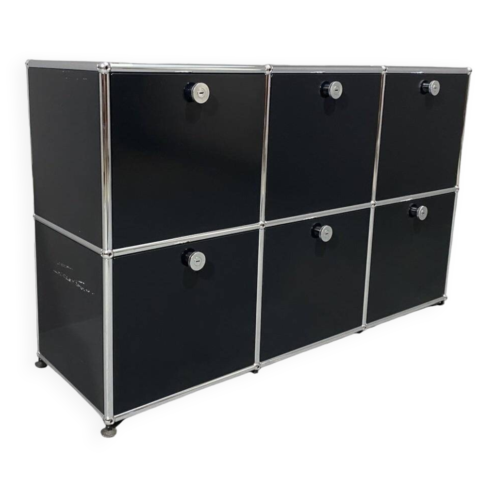 Meuble en métal noir par Paul Schaerer et Fritz Haller pour USM, Suisse ...