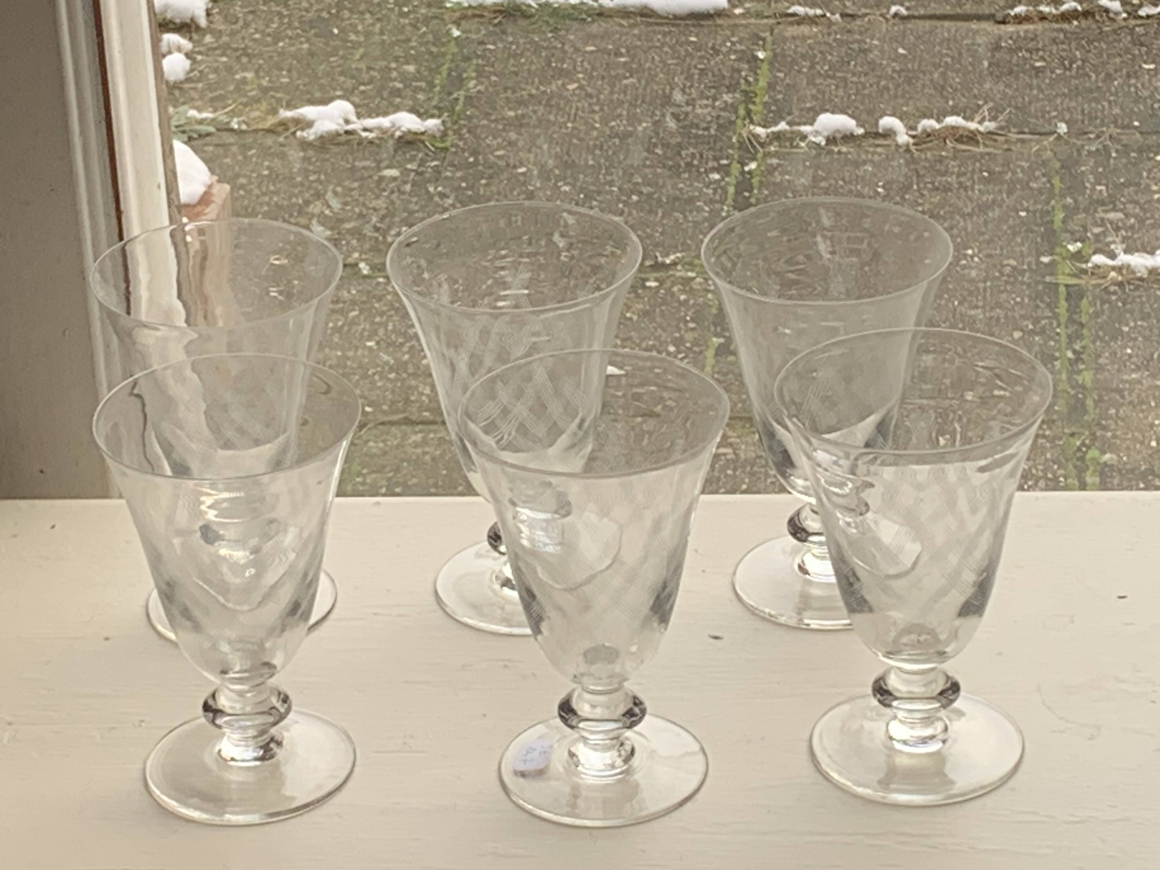 6 verres a vin, verre transparent, de style verres a absinthe, motifs ...