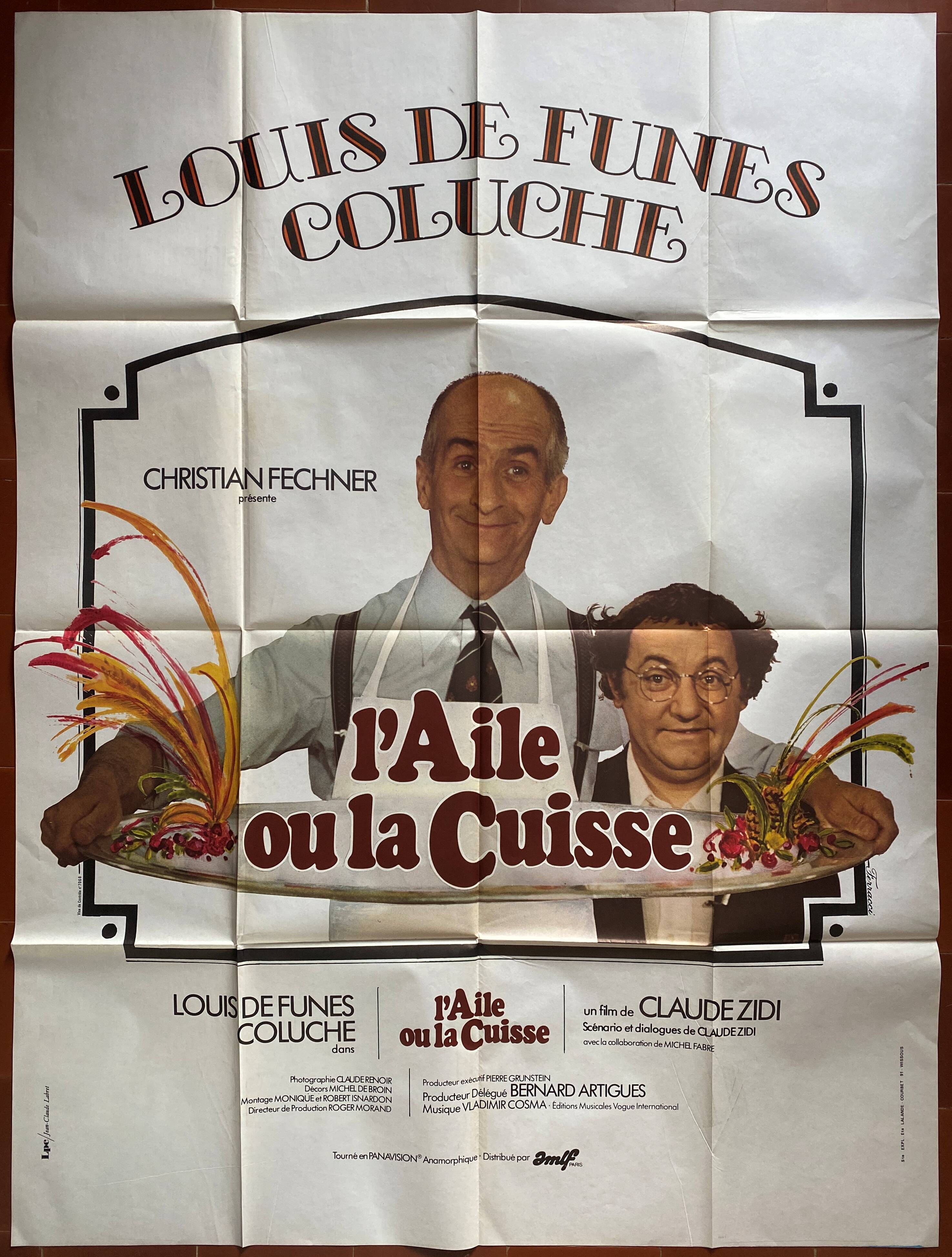 Affiche cinéma originale "L'Aile ou la Cuisse" Louis de Funes, Coluche ...