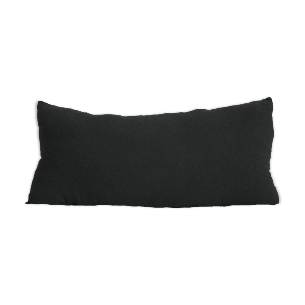 Coussin long en lin brut noir | Selency
