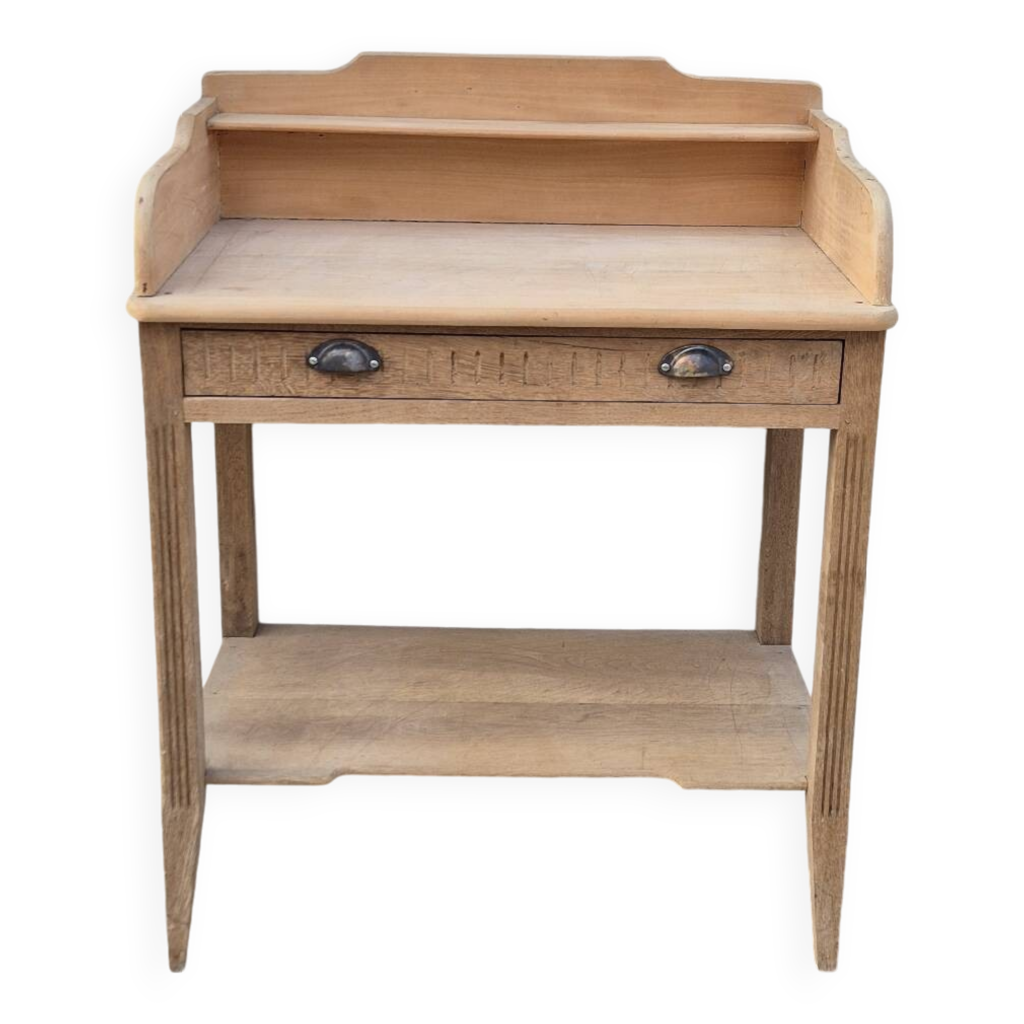 Coiffeuse table de Toilette en chêne massif décaper ancienne 1900s ...