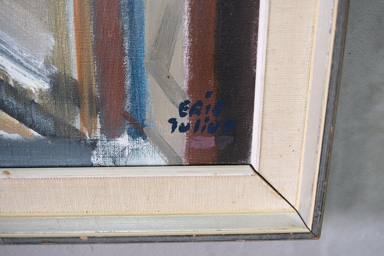 Eric Julius Svensson, Composition moderne suédoise, années 1970, huile ...