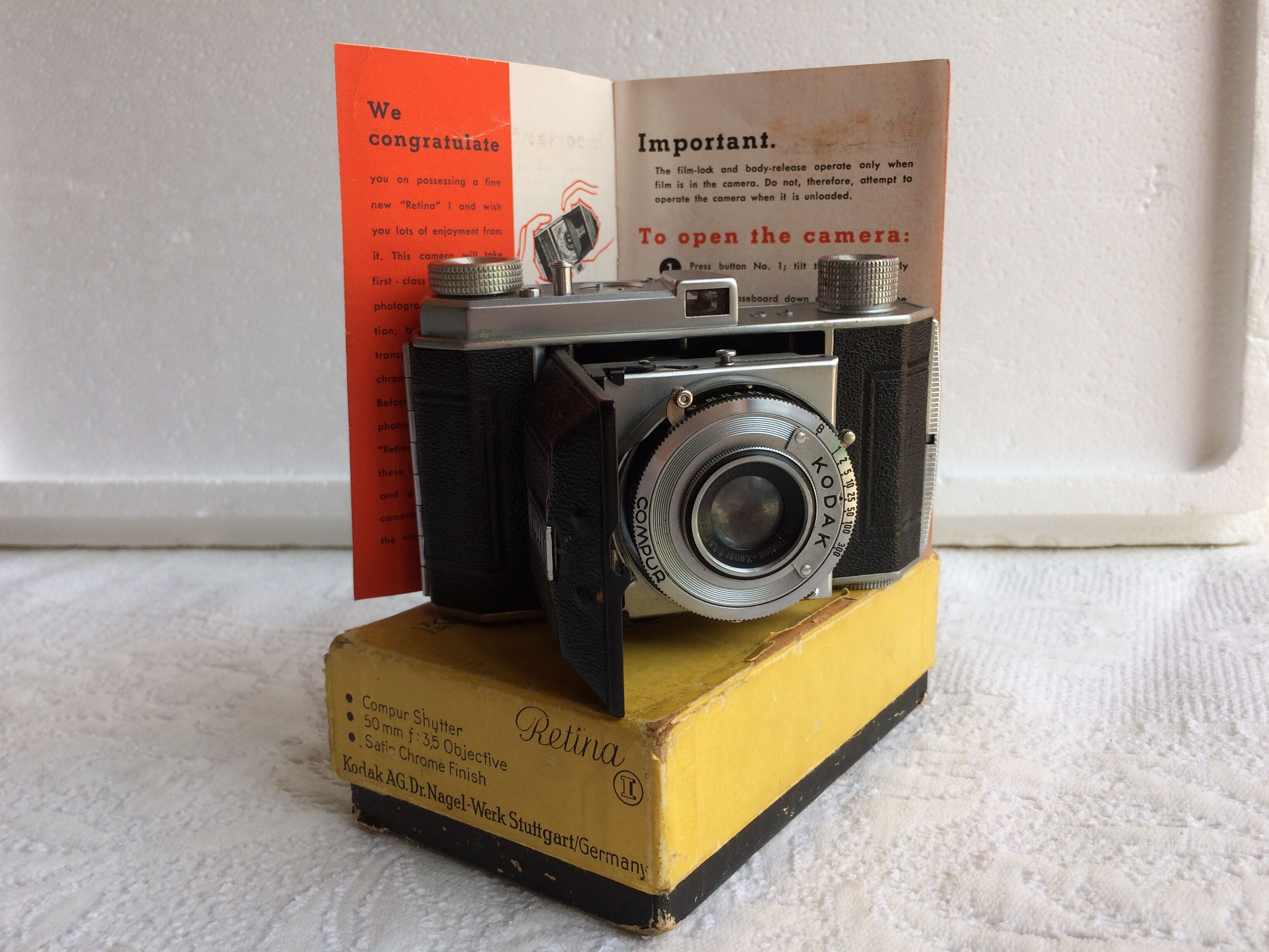 Kodak retina I compur 50 mm f : 3,5 objectif satin et chrome, fait en ...