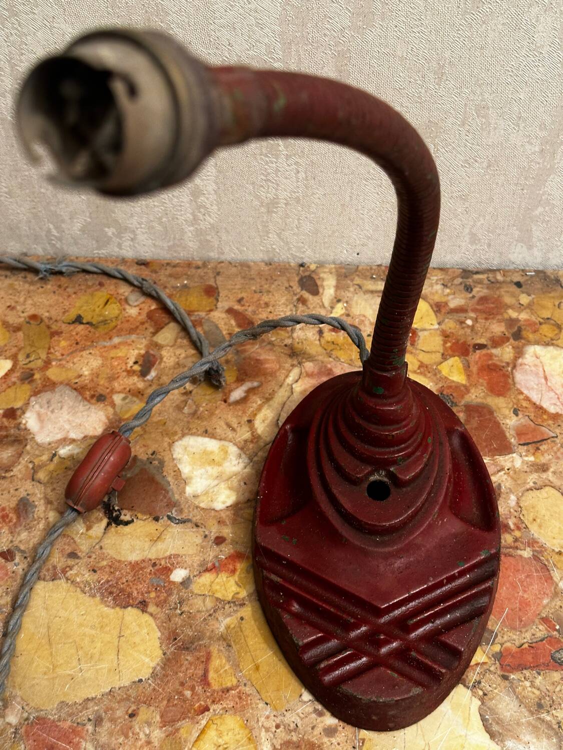 Art Deco lamp ERPE no 40 - Belgium 1930s/40s - Swan Neck Cast Iron ...