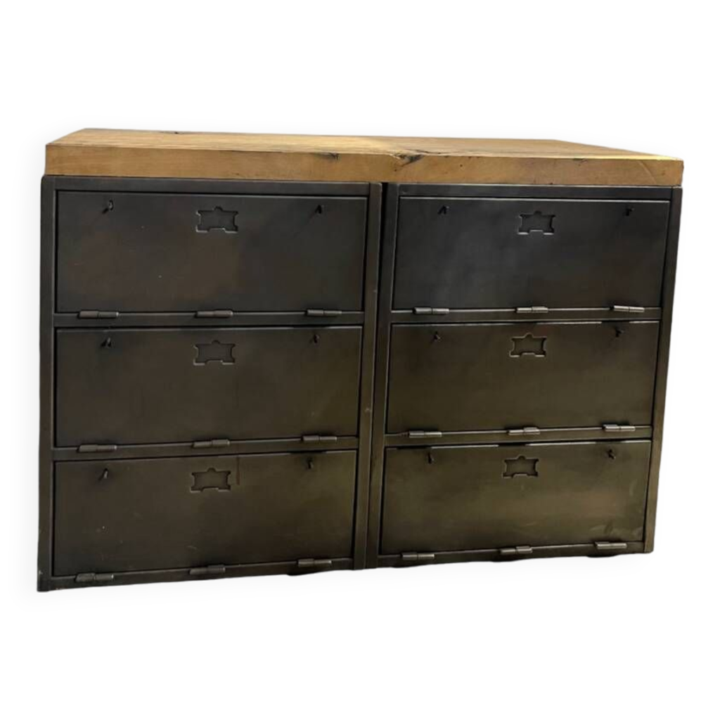 Meuble industriel rangement 6 tiroirs 2 blocs caisson armée de l’air ...
