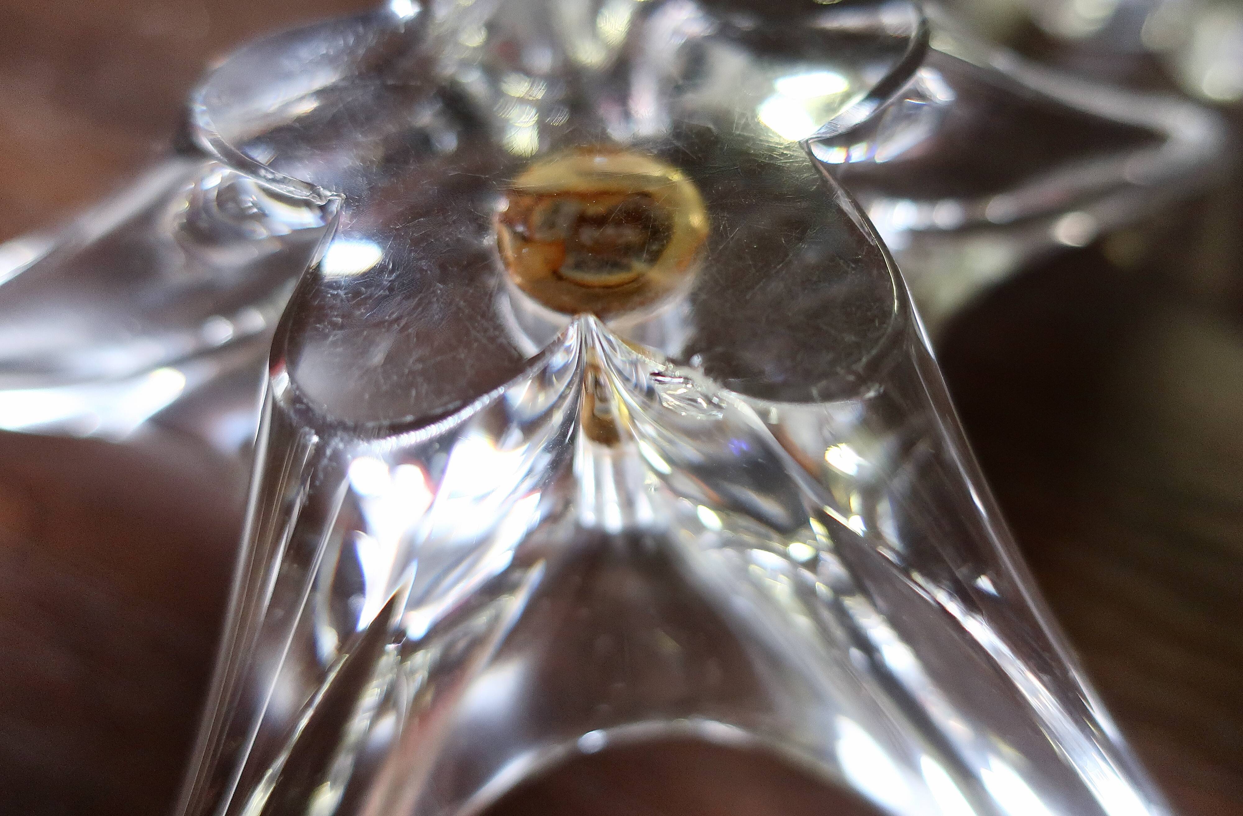 DAUM France paire de bougeoirs cristal "Etoiles de Mer" grand modèle ...