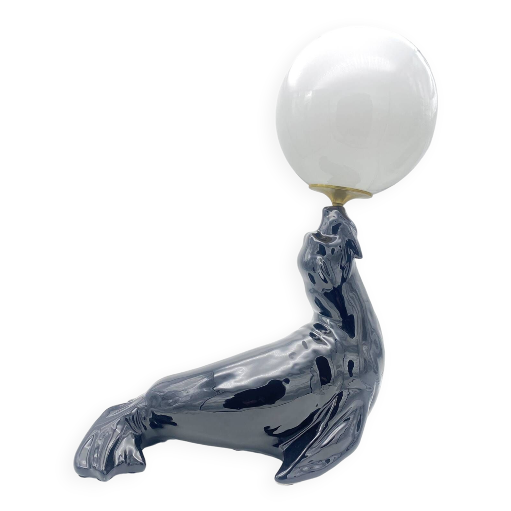 Lampe otarie vintage XXL en céramique noire | Selency