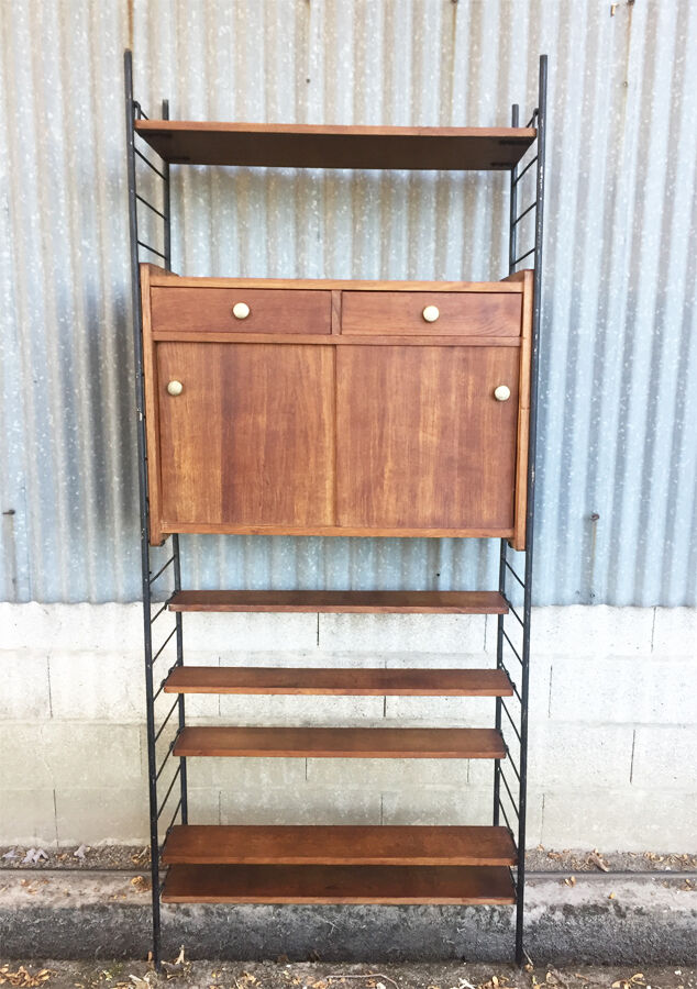 Meuble string modulable en chêne, 1950 | Selency