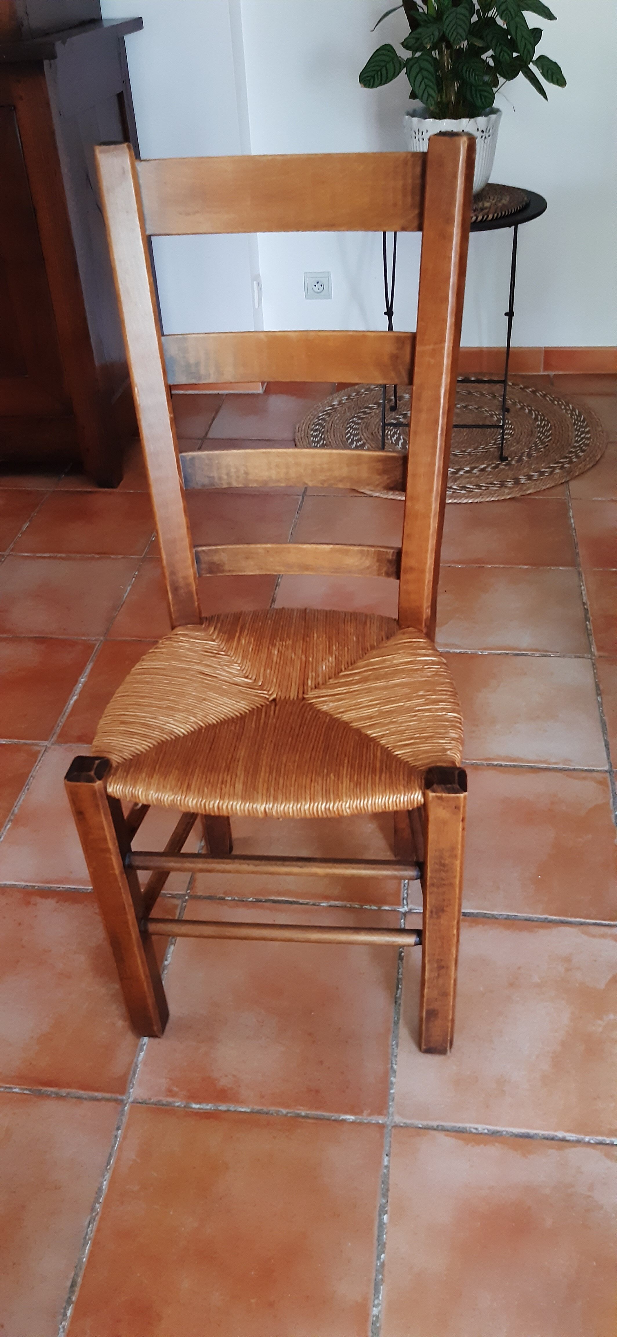 Chaise paillage vieillie | Selency