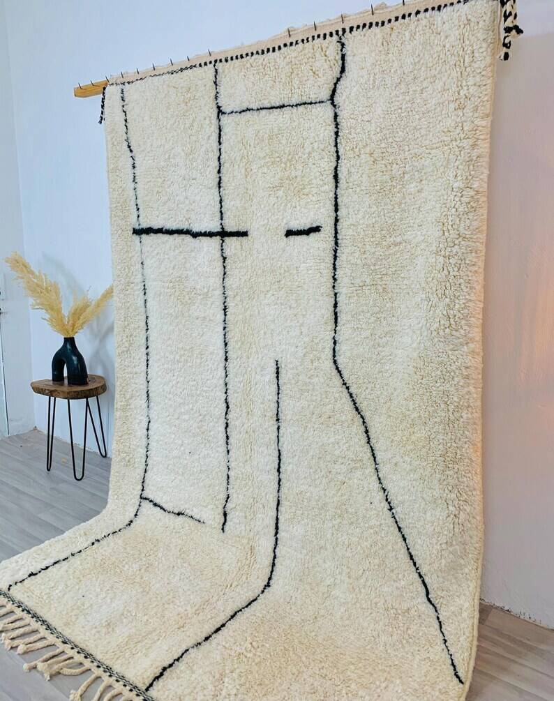 Tapis marocain noir et blanc, 150/250cm | Selency