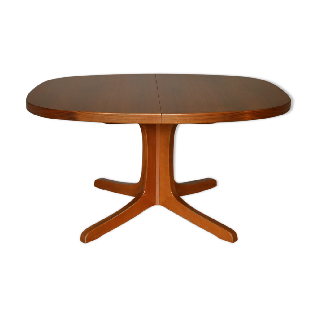 Table ovale pied central avec 2 rallonge en noyer 60 | Selency