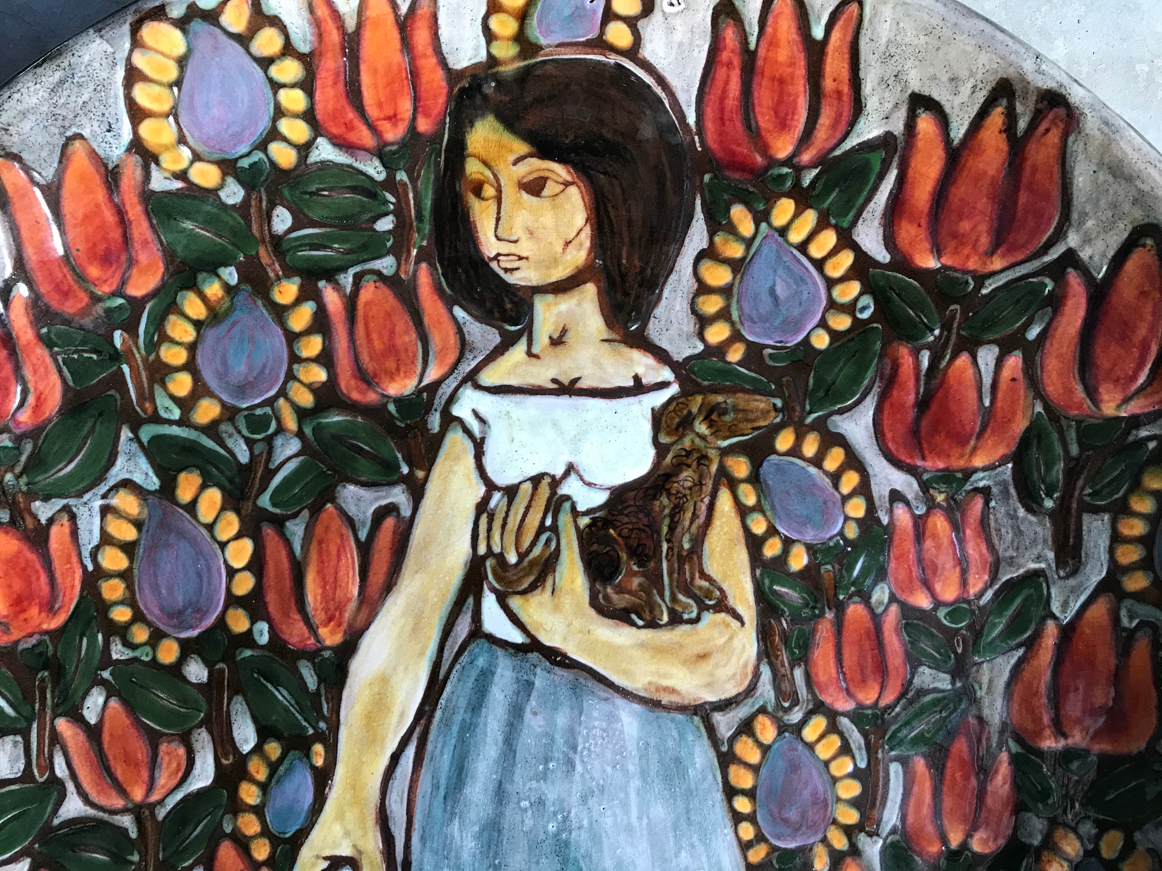 Plat en céramique par Jacques Poussines Atelier Sant Vicens années 50 | Selency