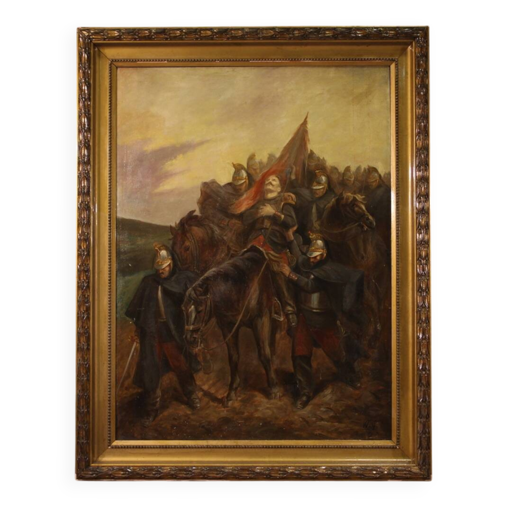 Peinture française avec soldats et chevaux du 19e siècle | Selency