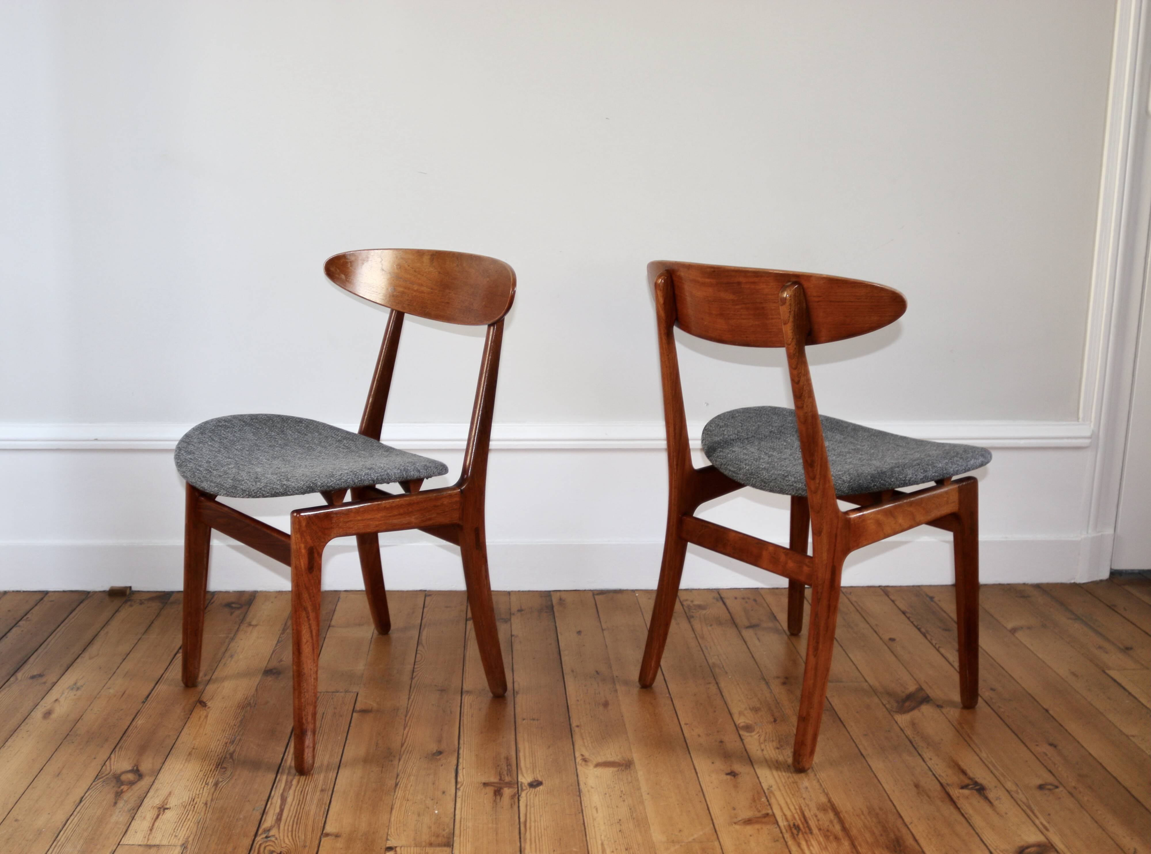 Série de 6 chaises scandinaves teck vintage Wilhelm Wohlert 1960 | Selency