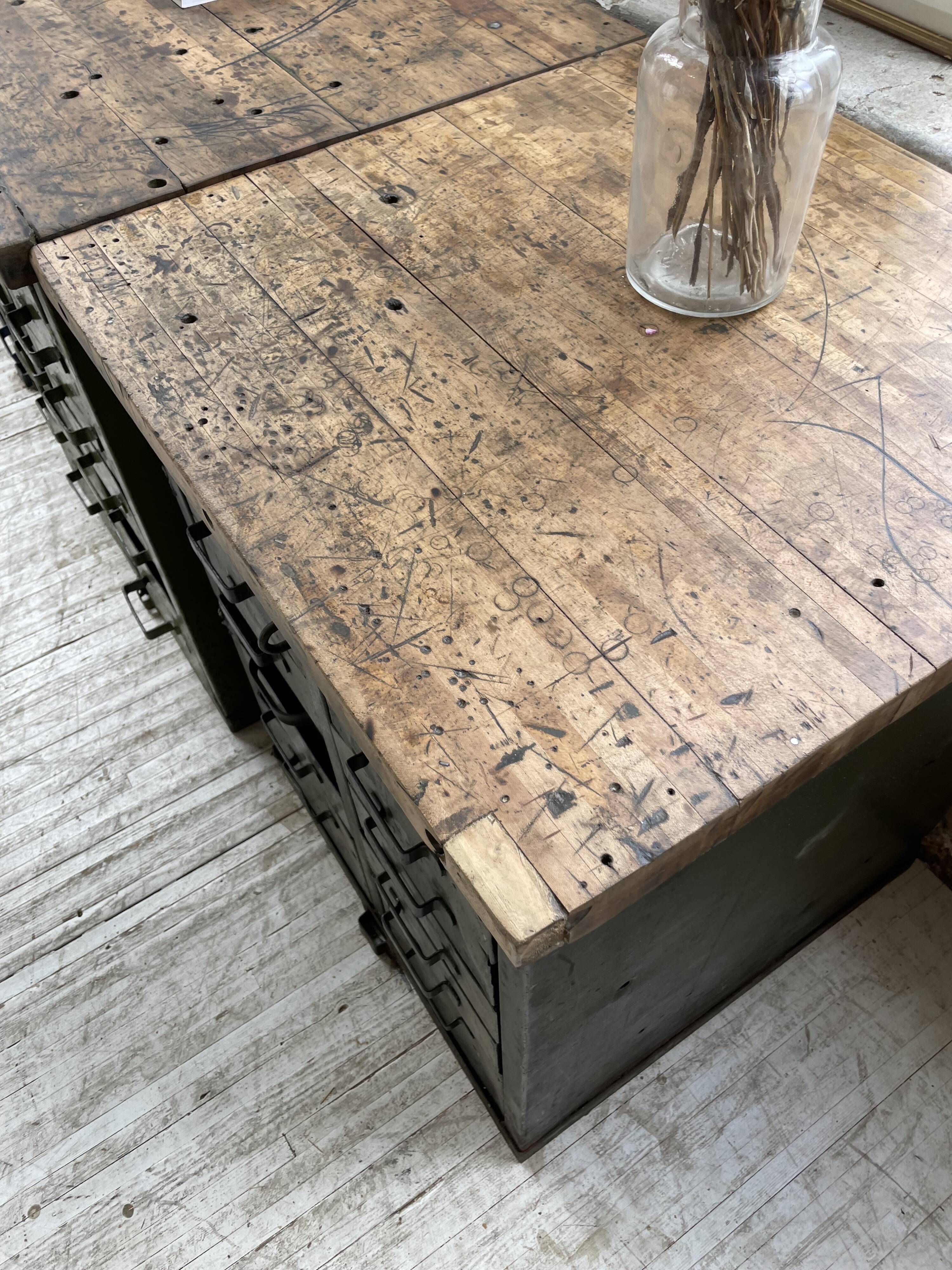 Meuble établi rangement militaire industriel vert | Selency