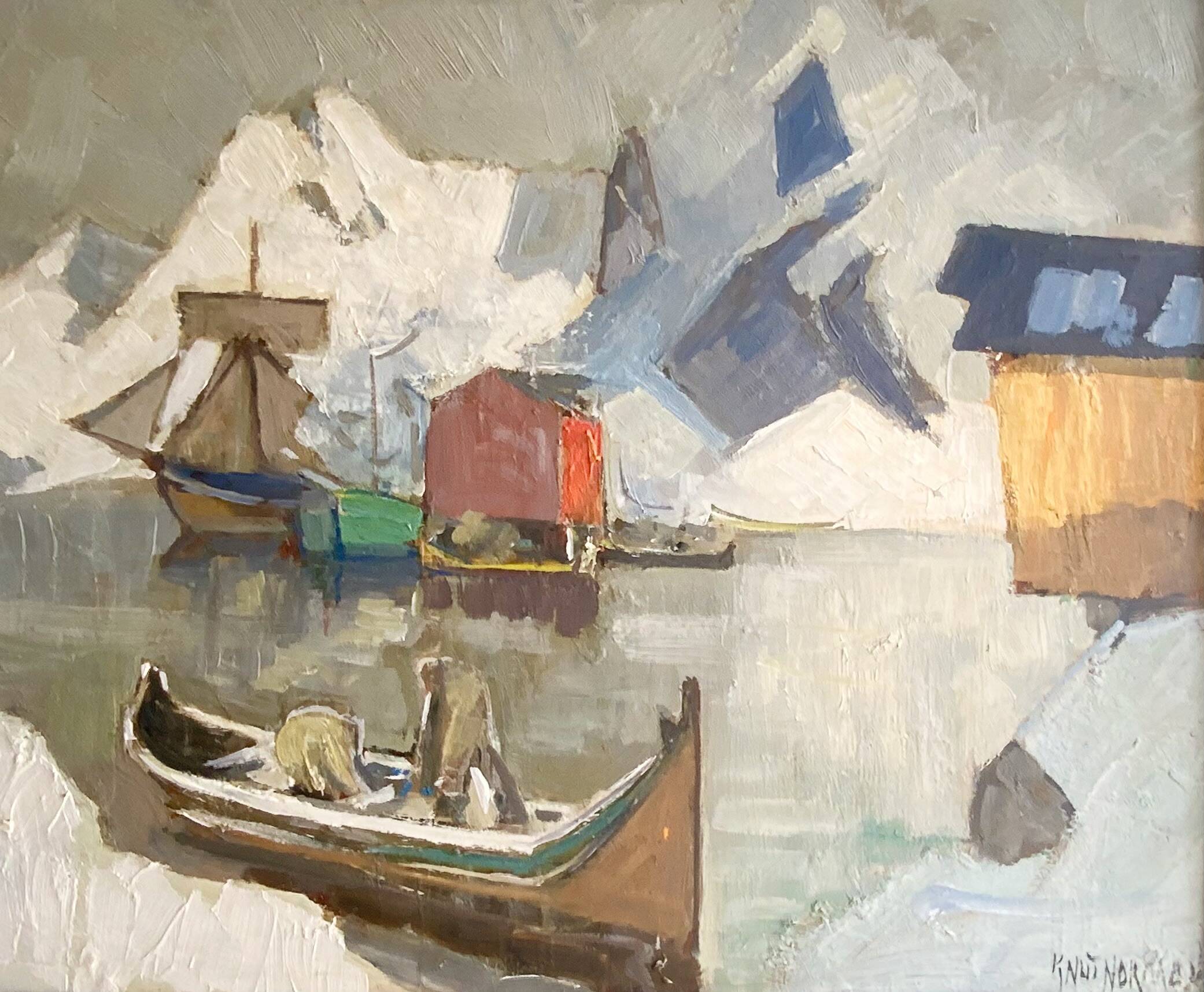 Impressionnisme Huile originale sur toile Scène nordique signée Knut ...