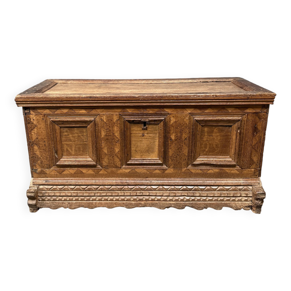 Grand coffre ancien en chêne de 1699 | Selency