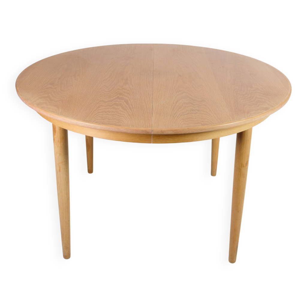 Round Dining Table With Extension Made In Oak, Danish Design By Skovmand & Andersen From 1960s ...
