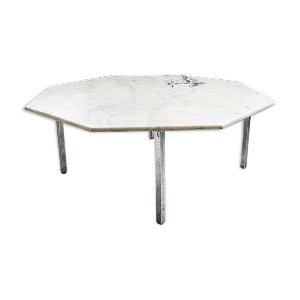 Octagonal chrome marble coffee table | Selency