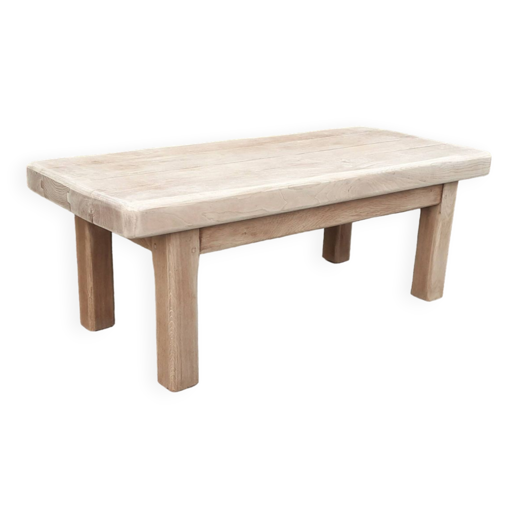 Solid oak coffee table, raw wood | Selency