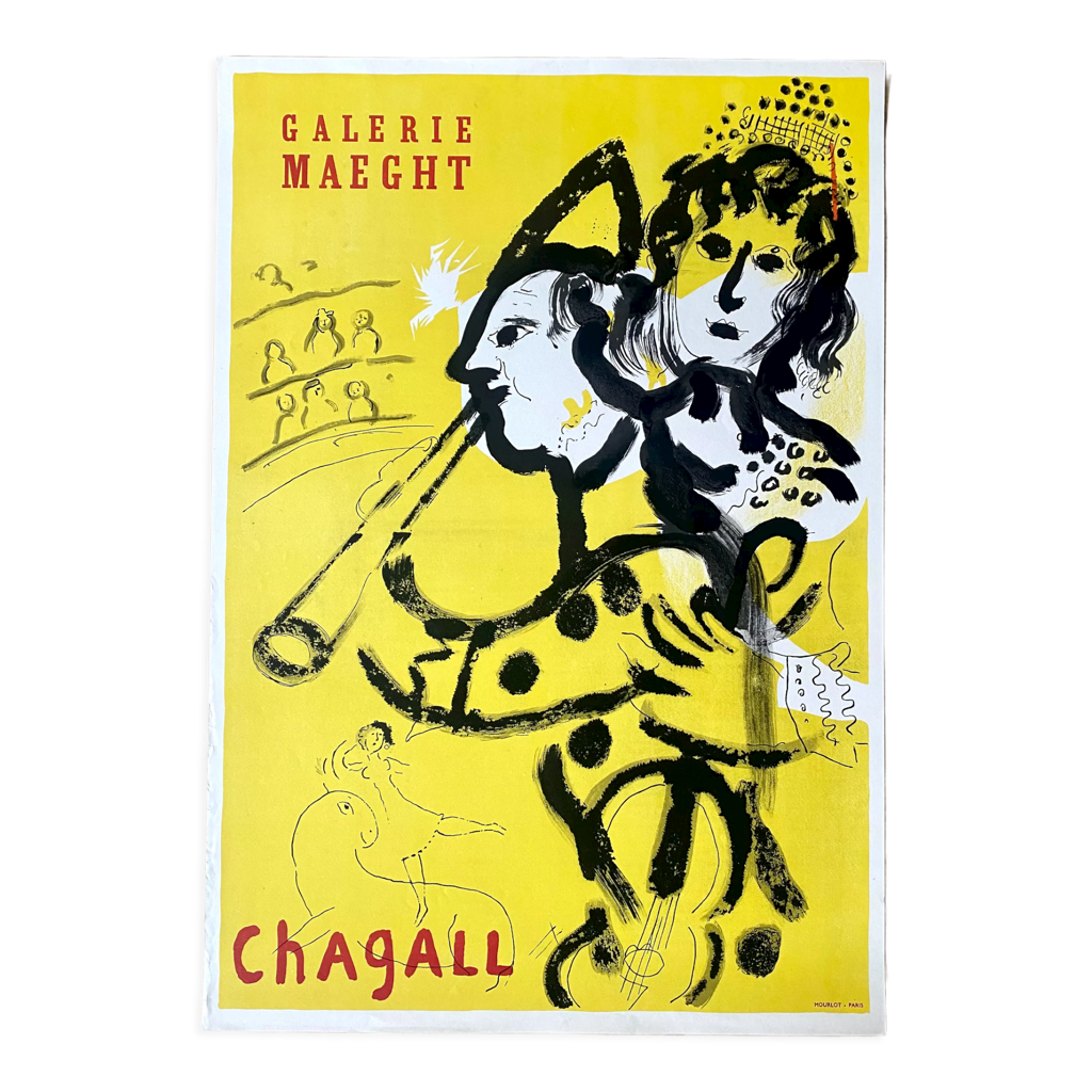 Marc Chagall - The Clown Musician - 1957 - Original lithographic poster ...