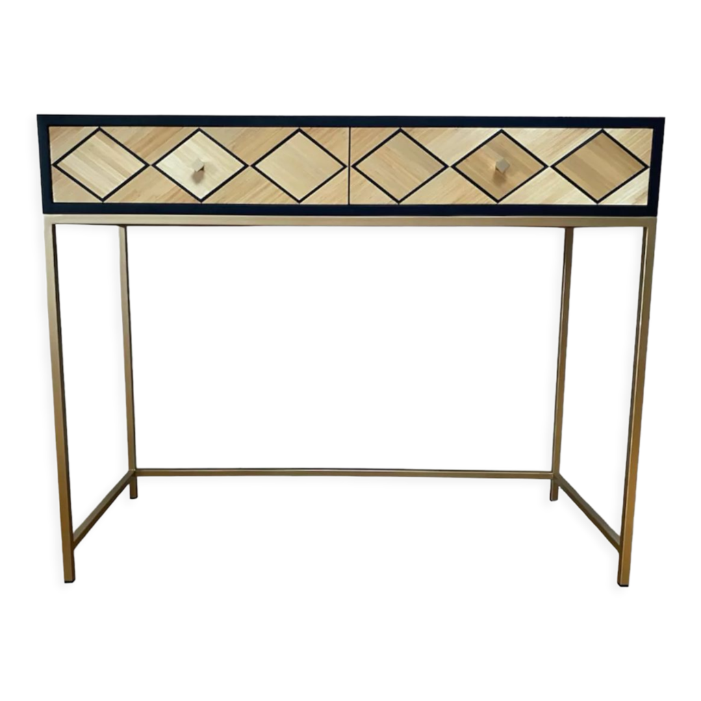Console Losanges Marqueterie de paille | Selency
