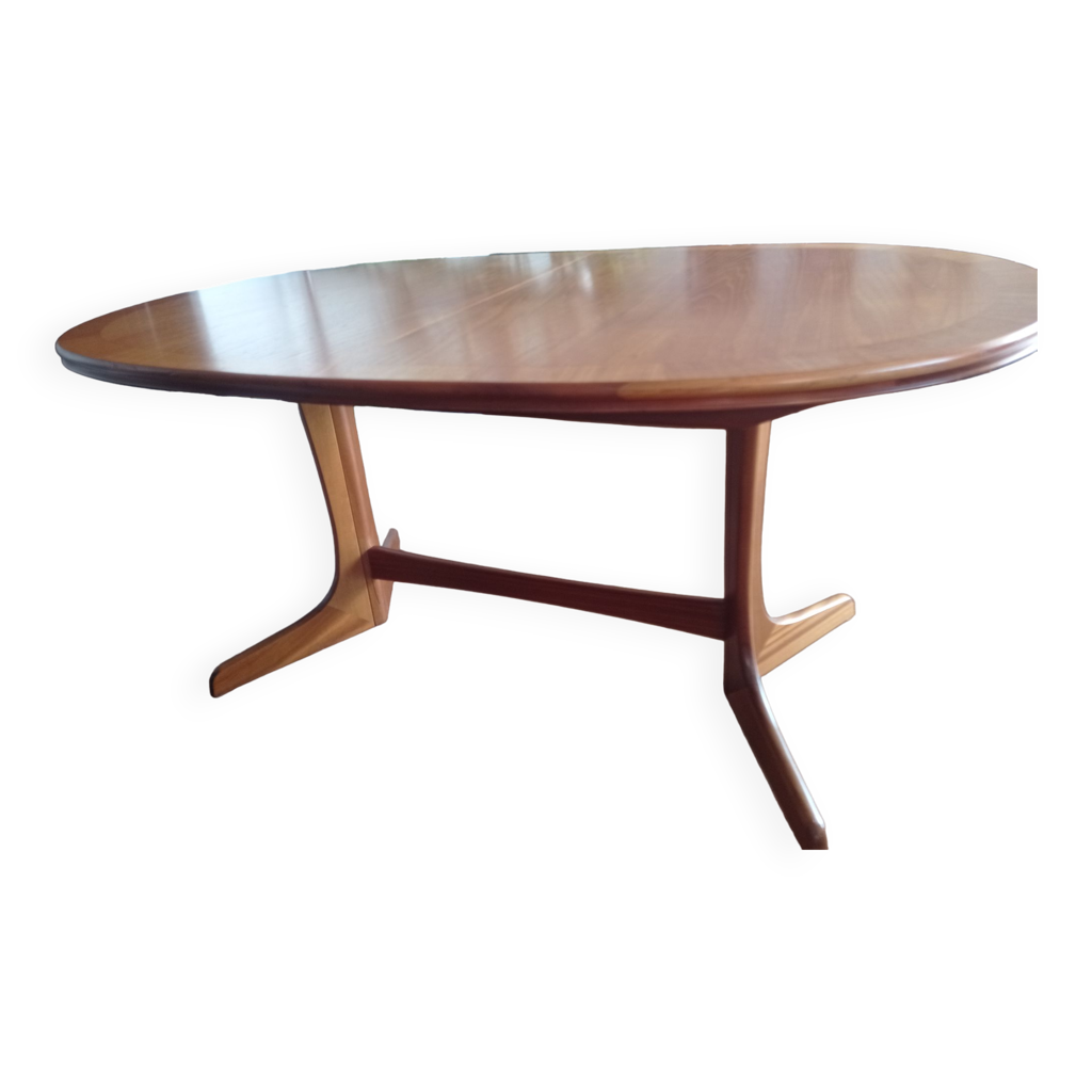 Table ovale, William Laurence, teck blond, milieu siècle dernier, 1,58 ...