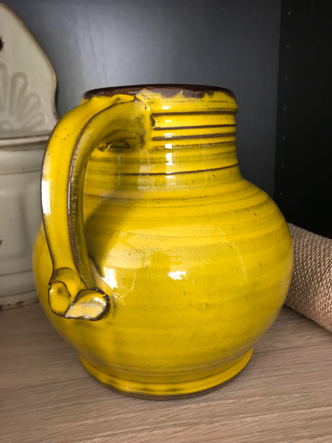 Pichet jaune terre cuite vernie vintage | Selency