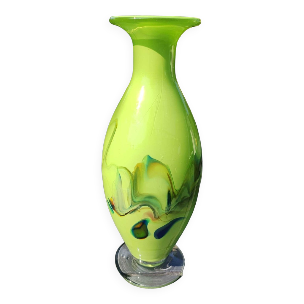 Vase Dalian Glass & Co./Snowflakes en verre d Art soufflé opaline style ...